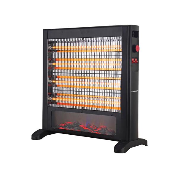 ΘΕΡΜΑΣΤΡΑ ΧΑΛΑΖΙΑ 2400W ΜΑΥΡΗ ΜΕ ΘΕΡΜΟΣΤΑΤΗ ΚΑΙ ΕΦΕ ΦΛΟΓΑΣ | Eurolamp