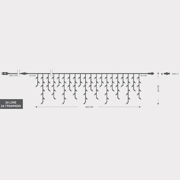 ΒΡΟΧΗ, 144 LED 3mm, 36V ΜΕΤΑΣΧΗΜΑΤΙΣΤΗ, 8 ΠΡΟΓΡΑΜΜΑΤΑ & ΜΝΗΜΗ, 4 ...