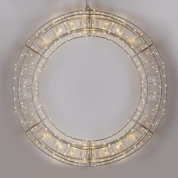 ΣΤΕΦΑΝΙ 70cm, 600 LED, 4,5V ΜΕΤΑΣΧΗΜΑΤΙΣΤΗ, TIMER, ΑΣΗΜΙ ΜΕΤΑΛΛΙΚΟΣ ...